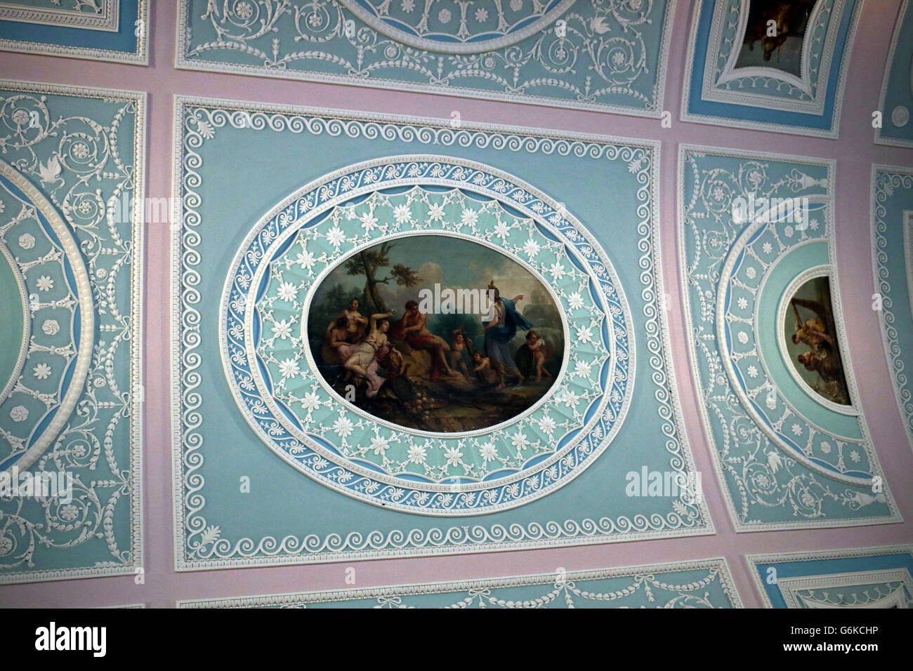 Detail on the ceiling of the library at Kenwood House, Hampstead ...