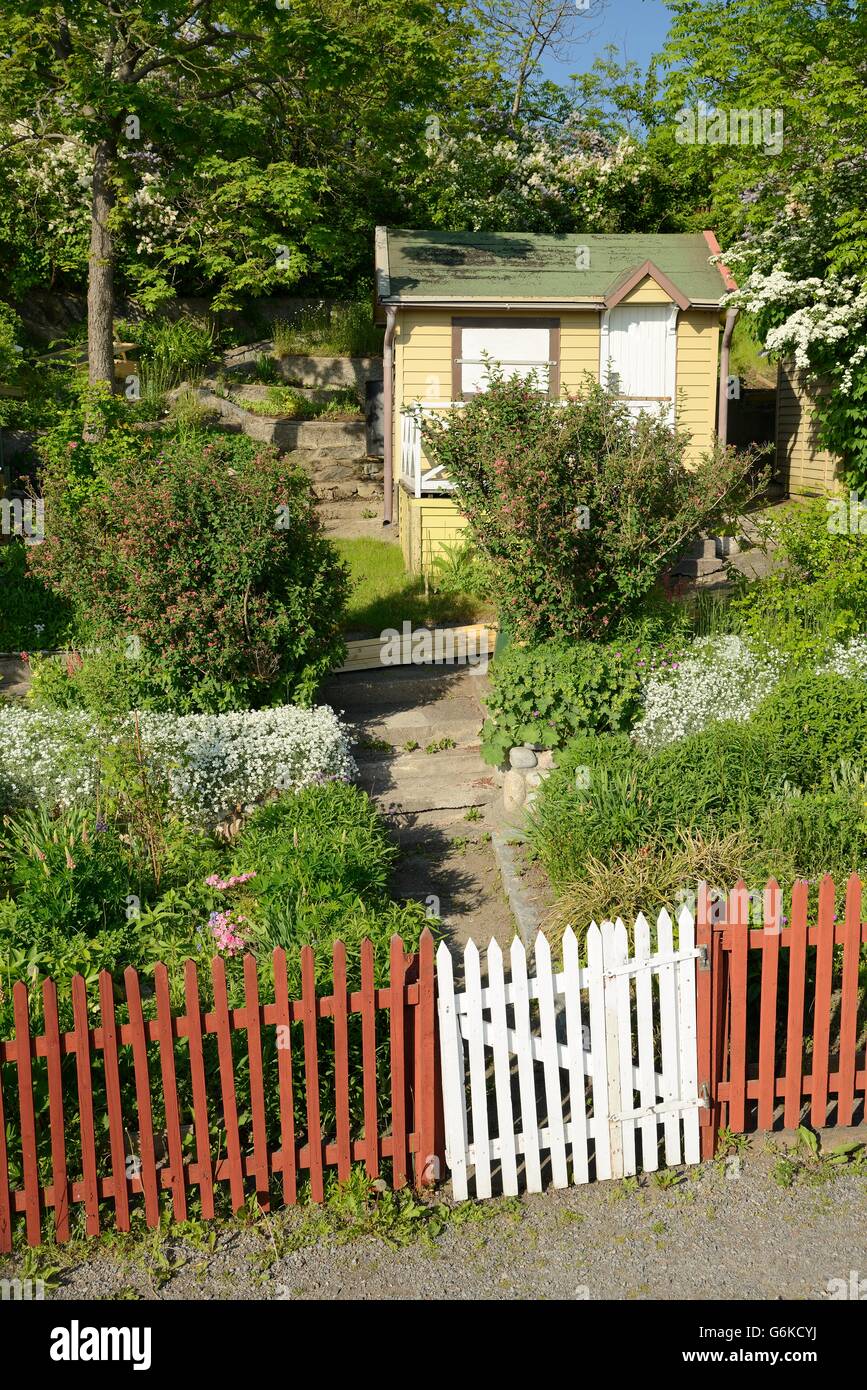Idyllic yellow cottage Stock Photo - Alamy