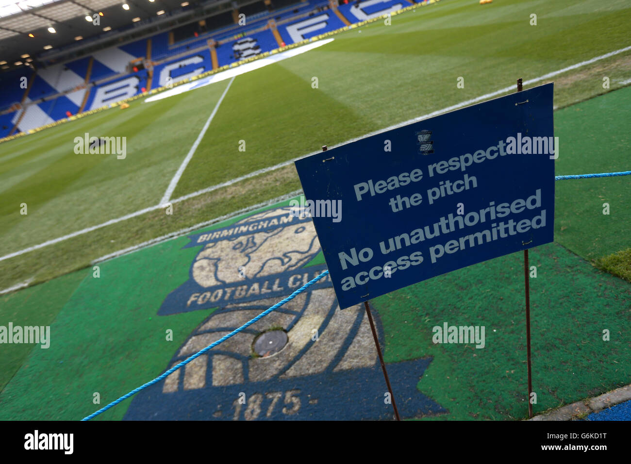 Pitch side sign st andrews asks fans please respect pitch hi-res stock ...