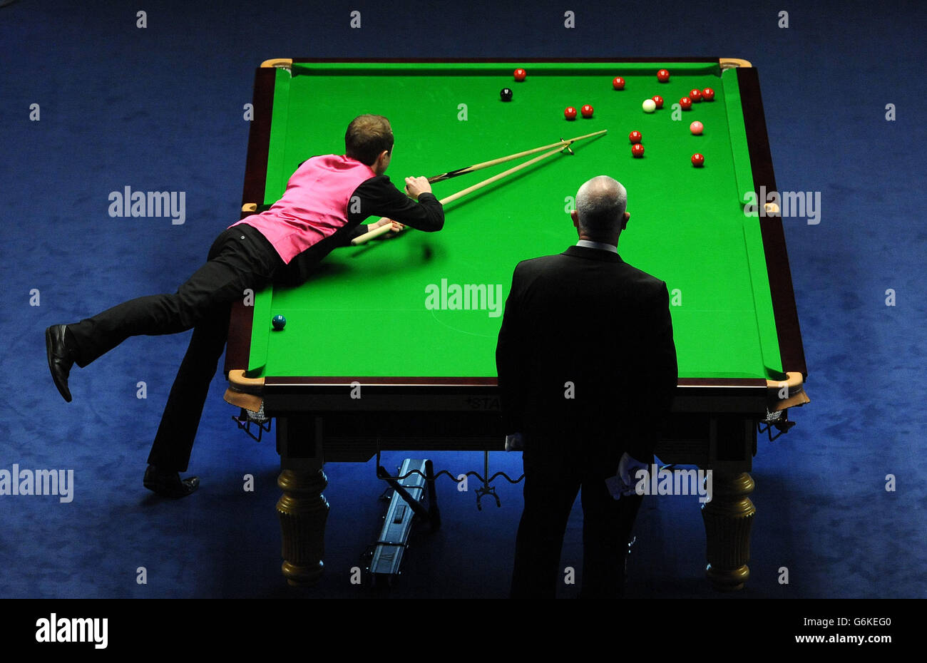Michael Wasley in action in his first round match against Jimmy White ...