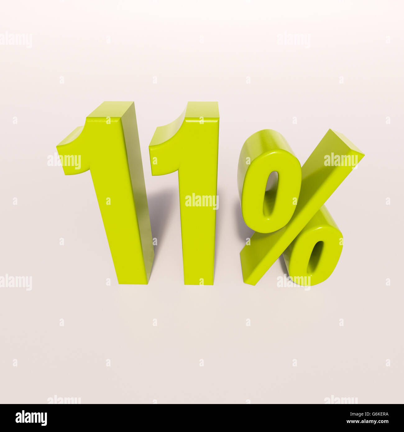 3d render: green 11 percent, percentage discount sign on white, 11 ...