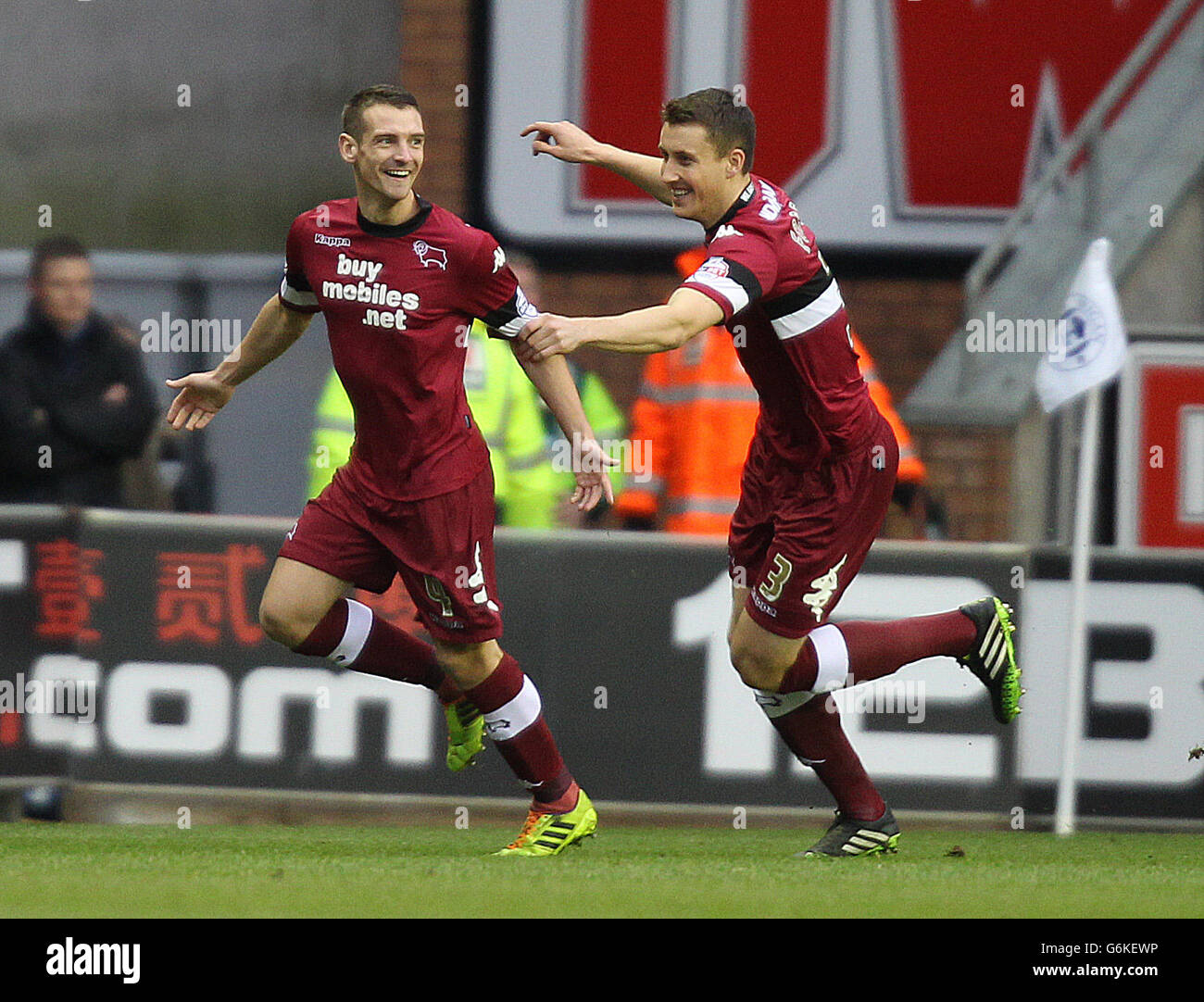 Derby County's Craig Bryson celebrates scoring against Wigan with team ...
