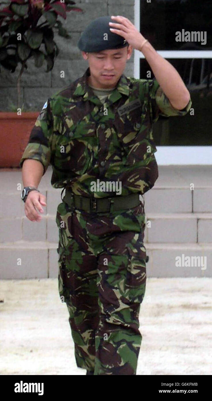 Rifleman Durgahang Limbu, 27, leaves a court martial in Belmopan ...
