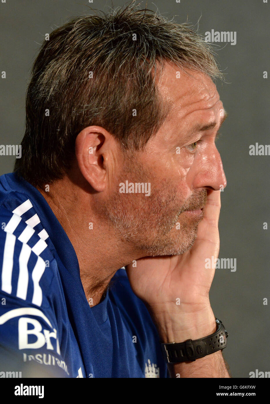 England's Graham Gooch speaks during the press conference at the ...