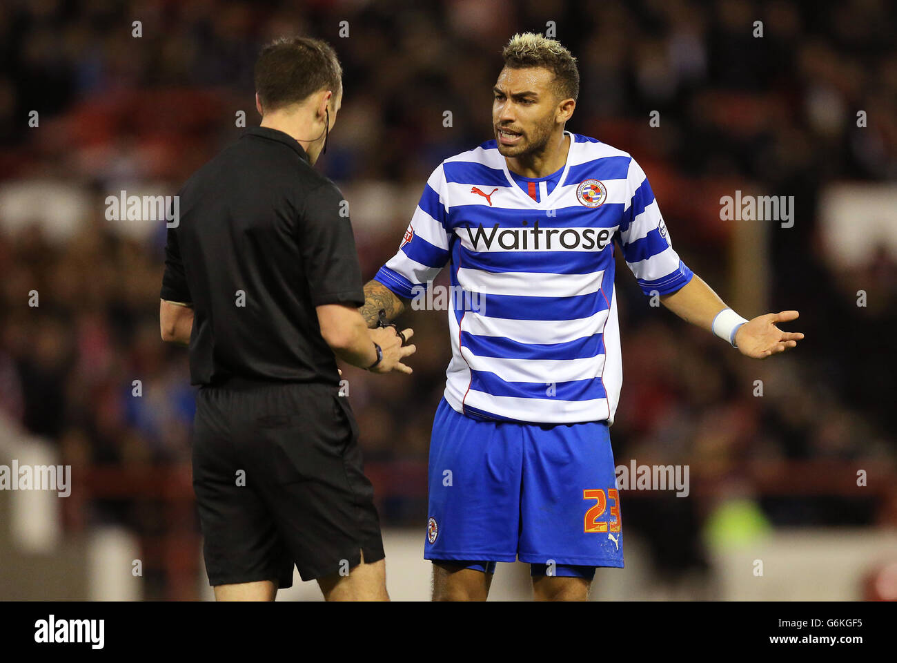 Readings danny williams right speaks to referee stuart atwell hi-res ...