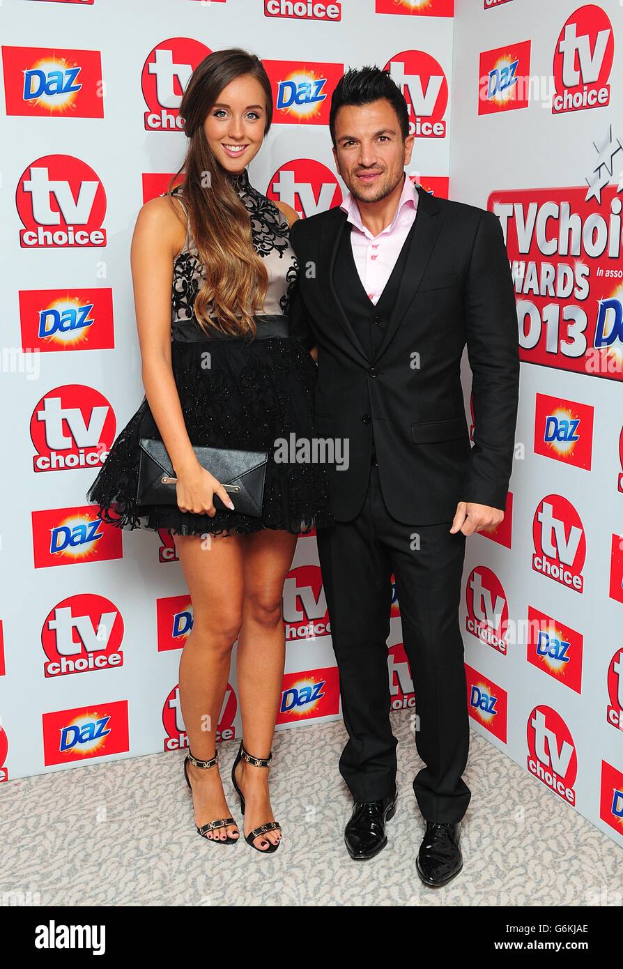Emily MacDonagh and Peter Andre arriving for the 2013 TV Choice awards ...
