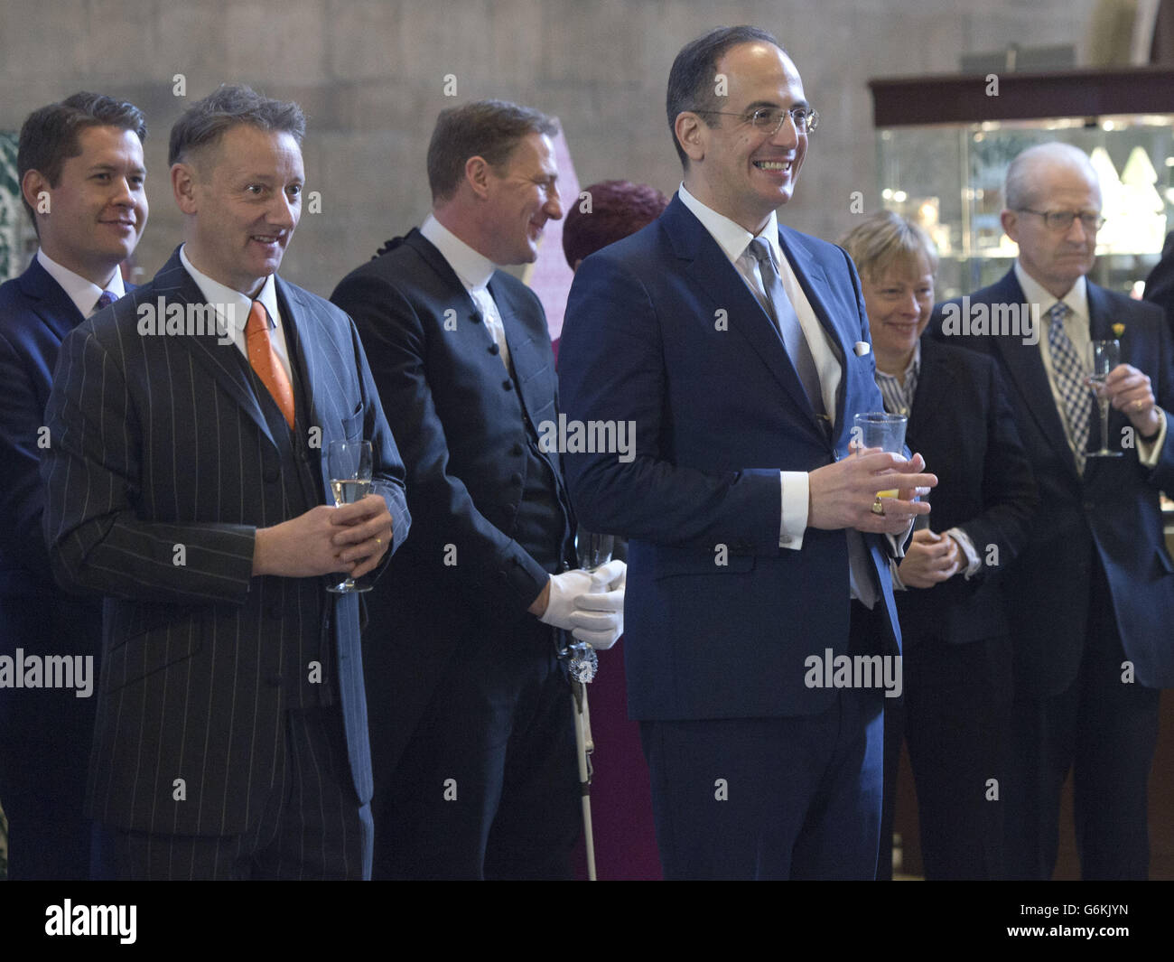 The Artist who designed the window John Reyntiens (second left) and ...