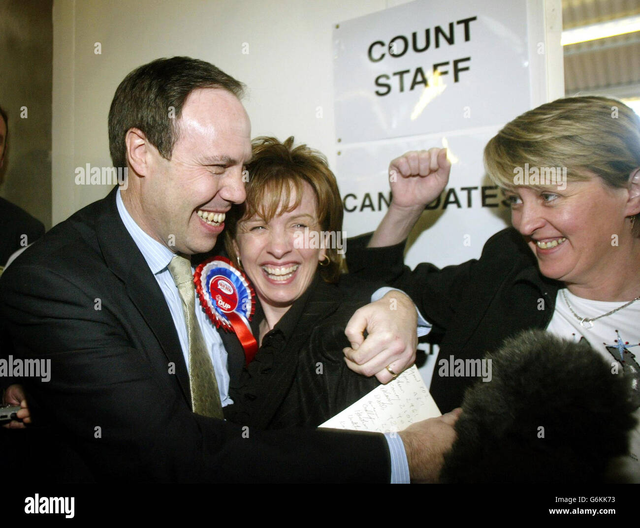 Nigel Dodds of the Democratic Unionist Party, with his wife Diane, the ...