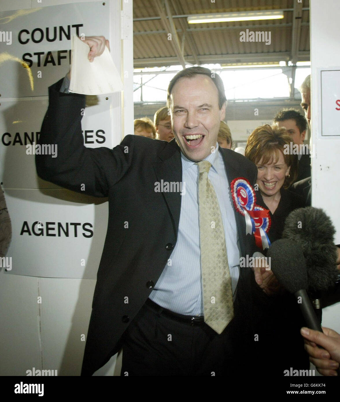 Nigel Dodds of the Democratic Unionist Party, with his wife Diane, the ...