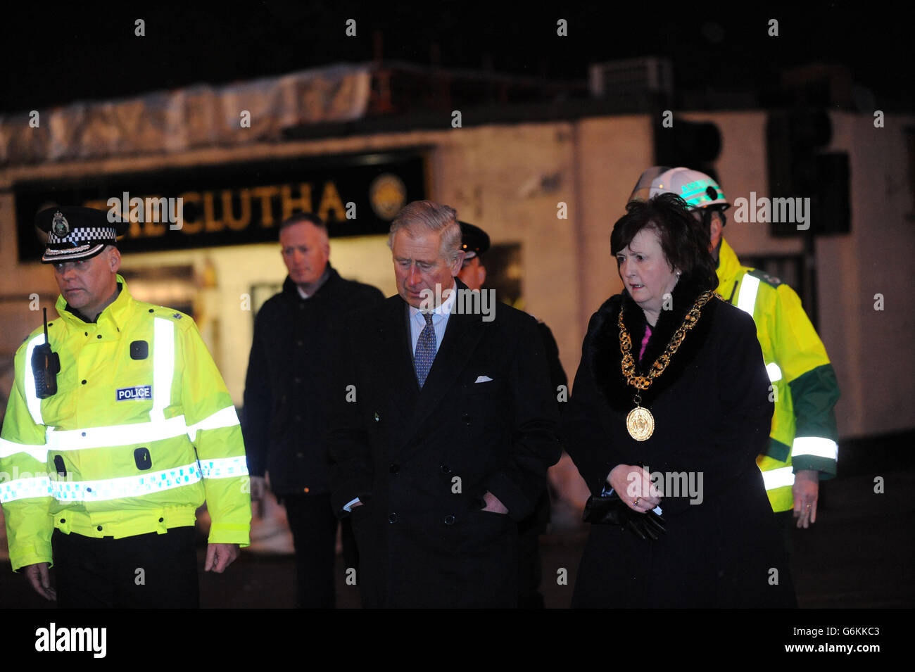 The Prince of Wales (centre) with Superintendent Jim Coubrough (left ...