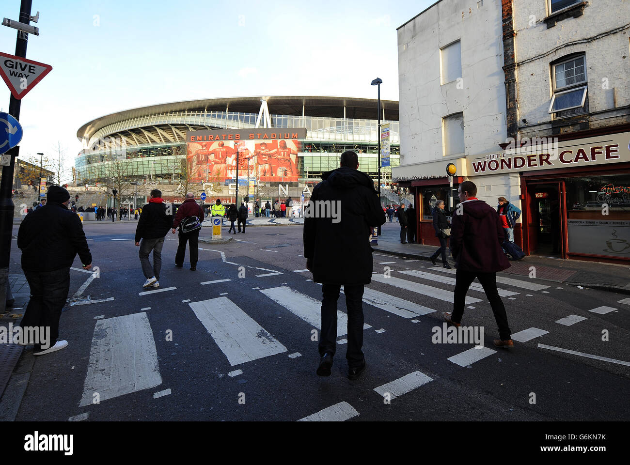 Fans arriving at the emirates stadium before the match hi-res stock ...