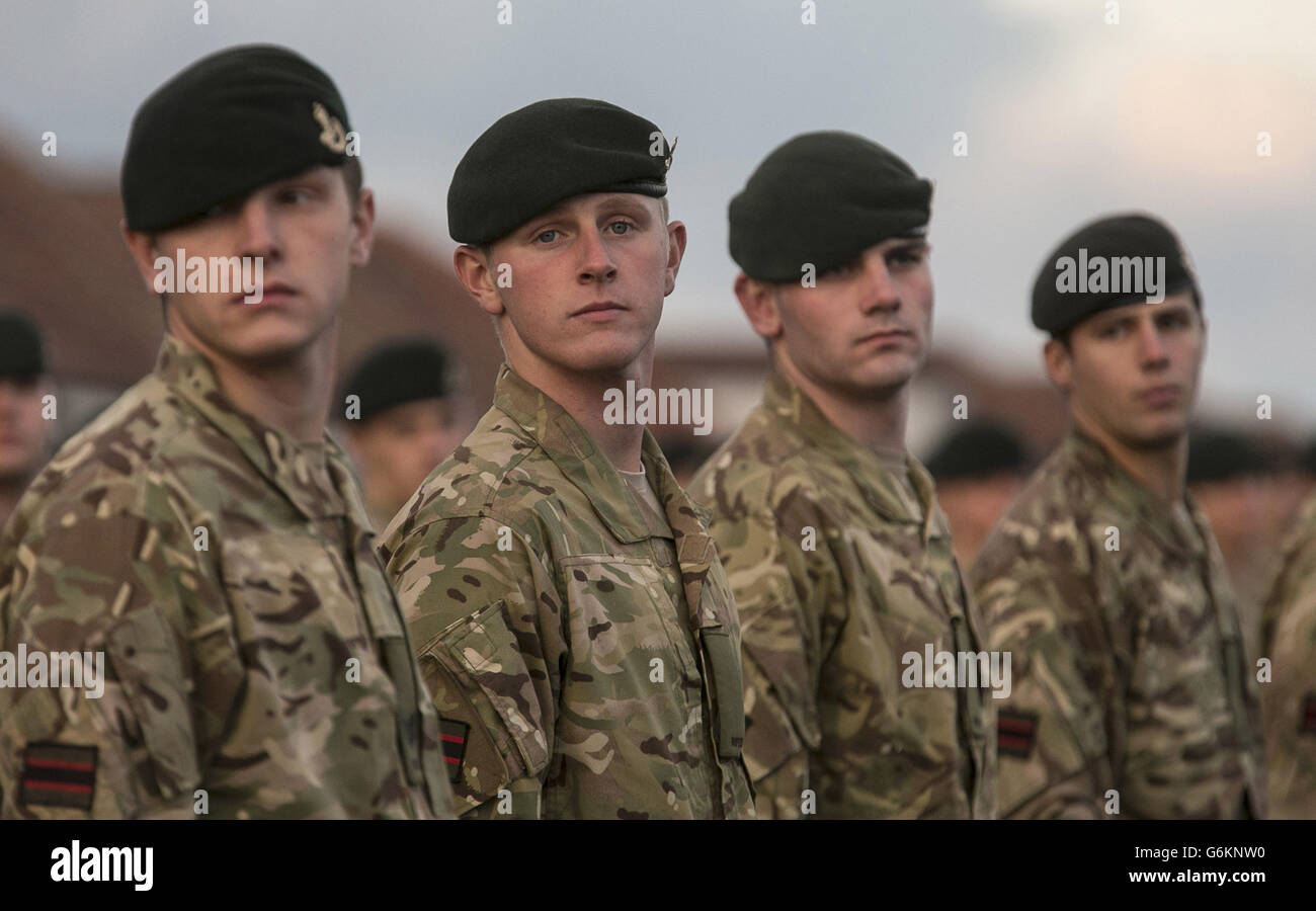 Soldiers from the 4th Battalion The Rifles arrive on the parade ground ...