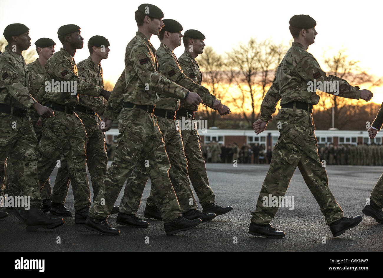 Soldiers from the 4th Battalion The Rifles march from the parade ground ...