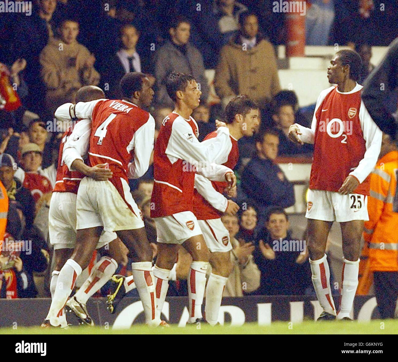 Arsenals Kanu (right) celebrates after scoring against visitors Wolves ...