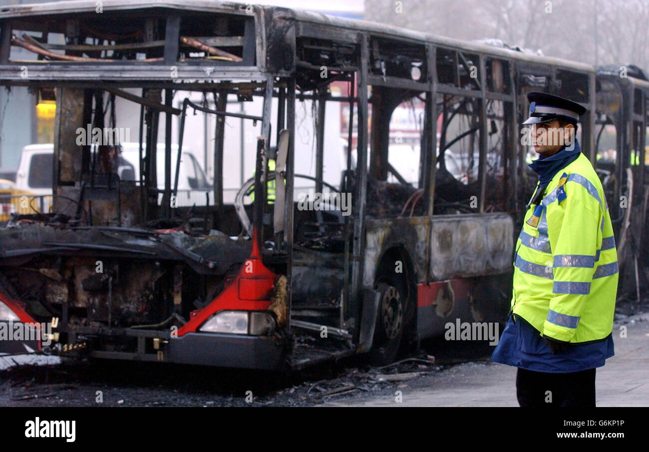 Bus Fire In London Stock Photo - Alamy