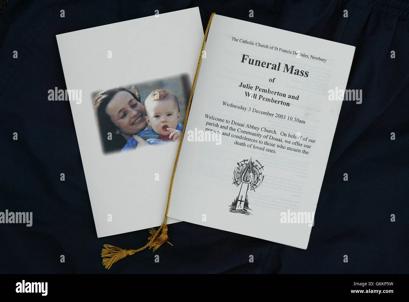 The order of service of Julie Pemberton and her son William, whose ...