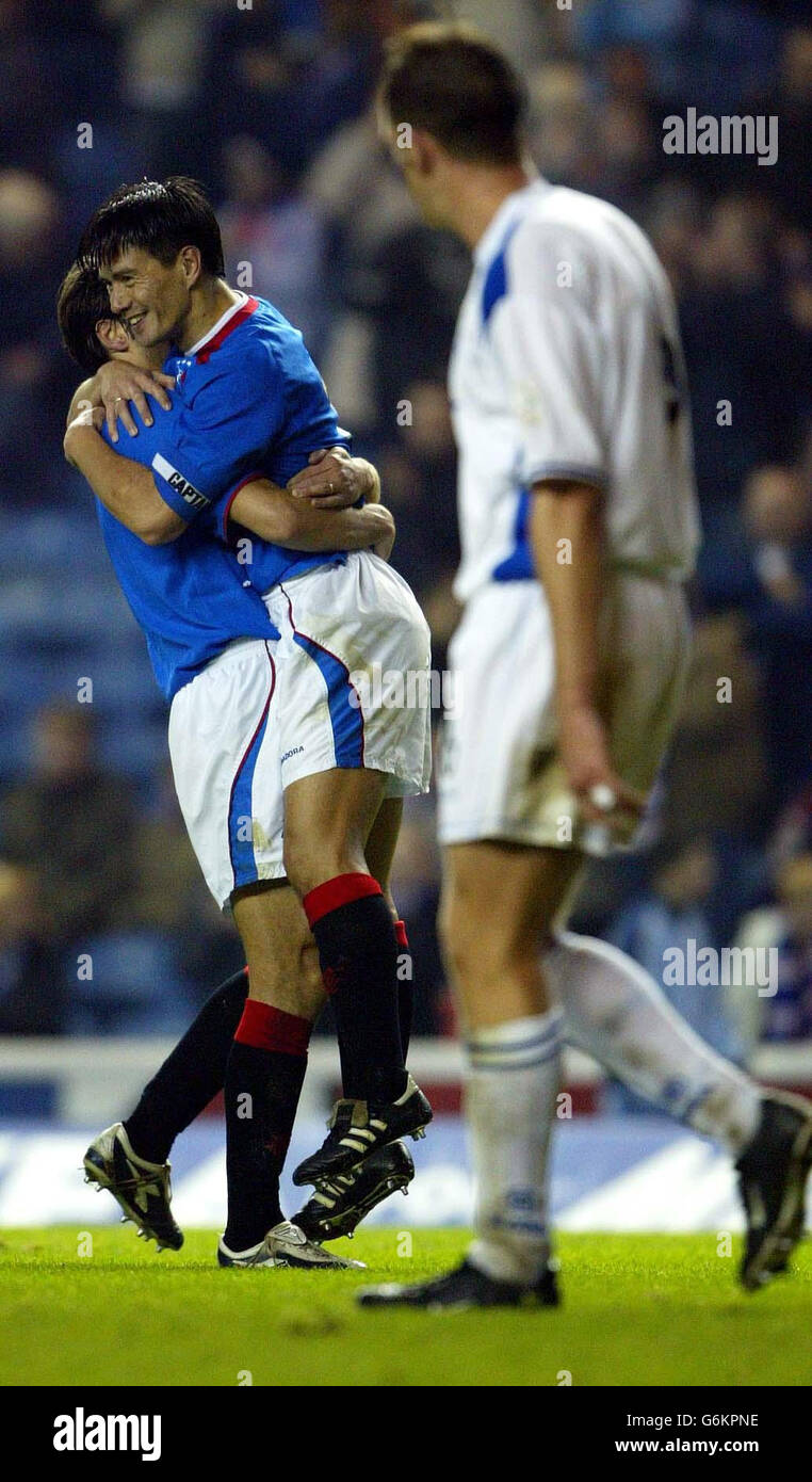 Rangers Michael Mols celebrating his sides third goal against St ...
