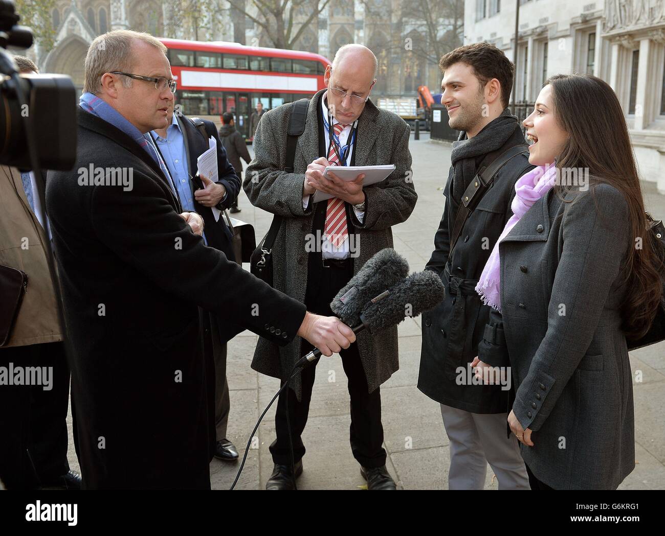Louisa Hodkin and her fiancee Alessandro Calcioli (second right) talk ...