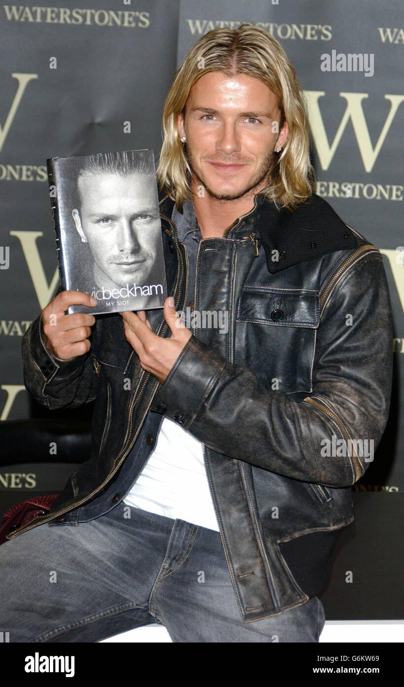 England footballer David Beckham signs copies of his new book "David ...