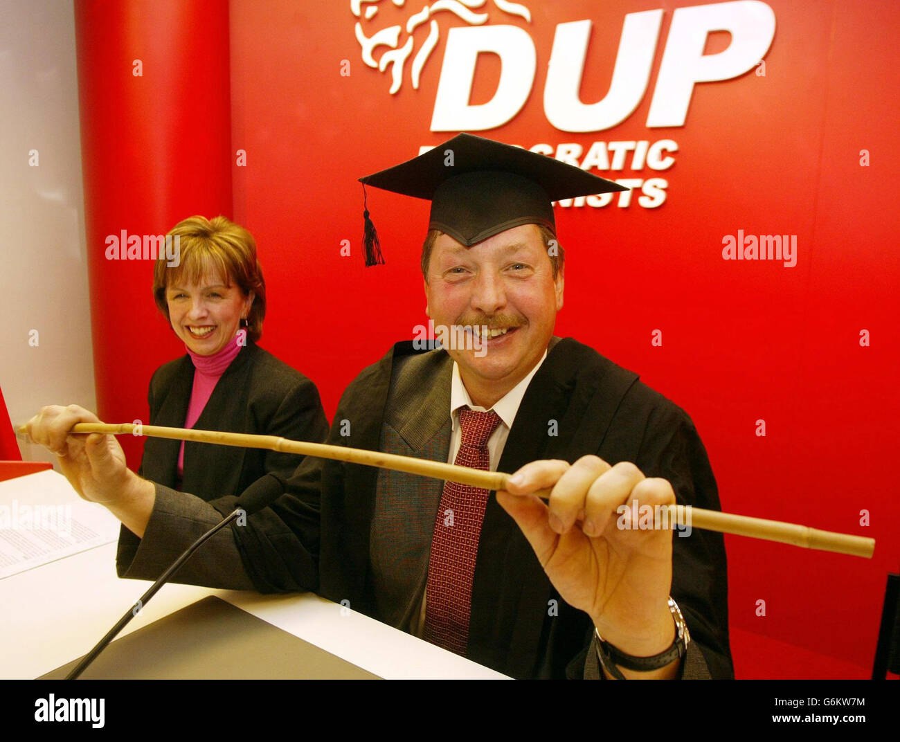 The Democratic Unionist Party's Sammy Wilson, dressed as a teacher ...