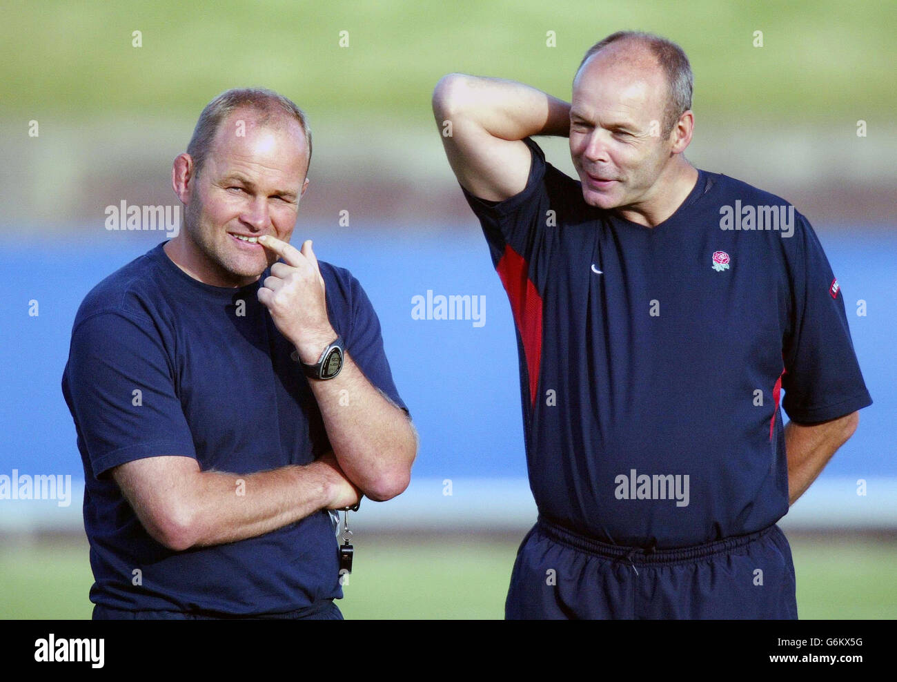 England head coach Clive Woodward (left) with his assistant Andy ...