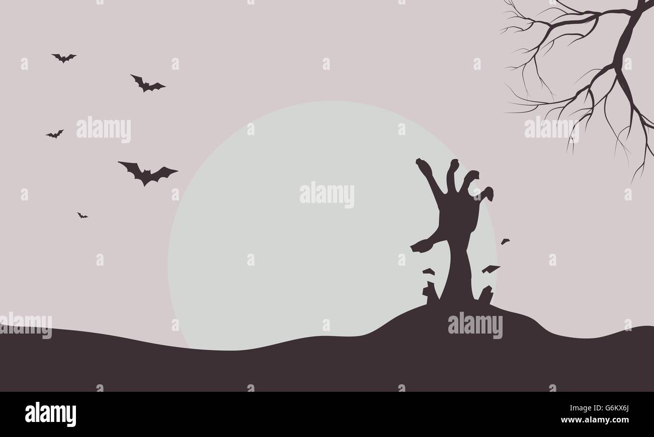 Silhouette of hand zombie and bat Stock Vector Image & Art - Alamy