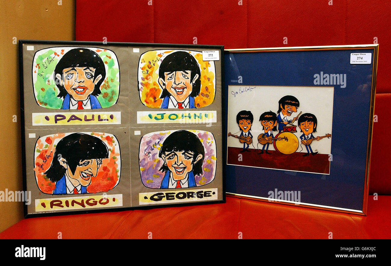 An extremely rare piece art work beatles cartoon hi-res stock ...