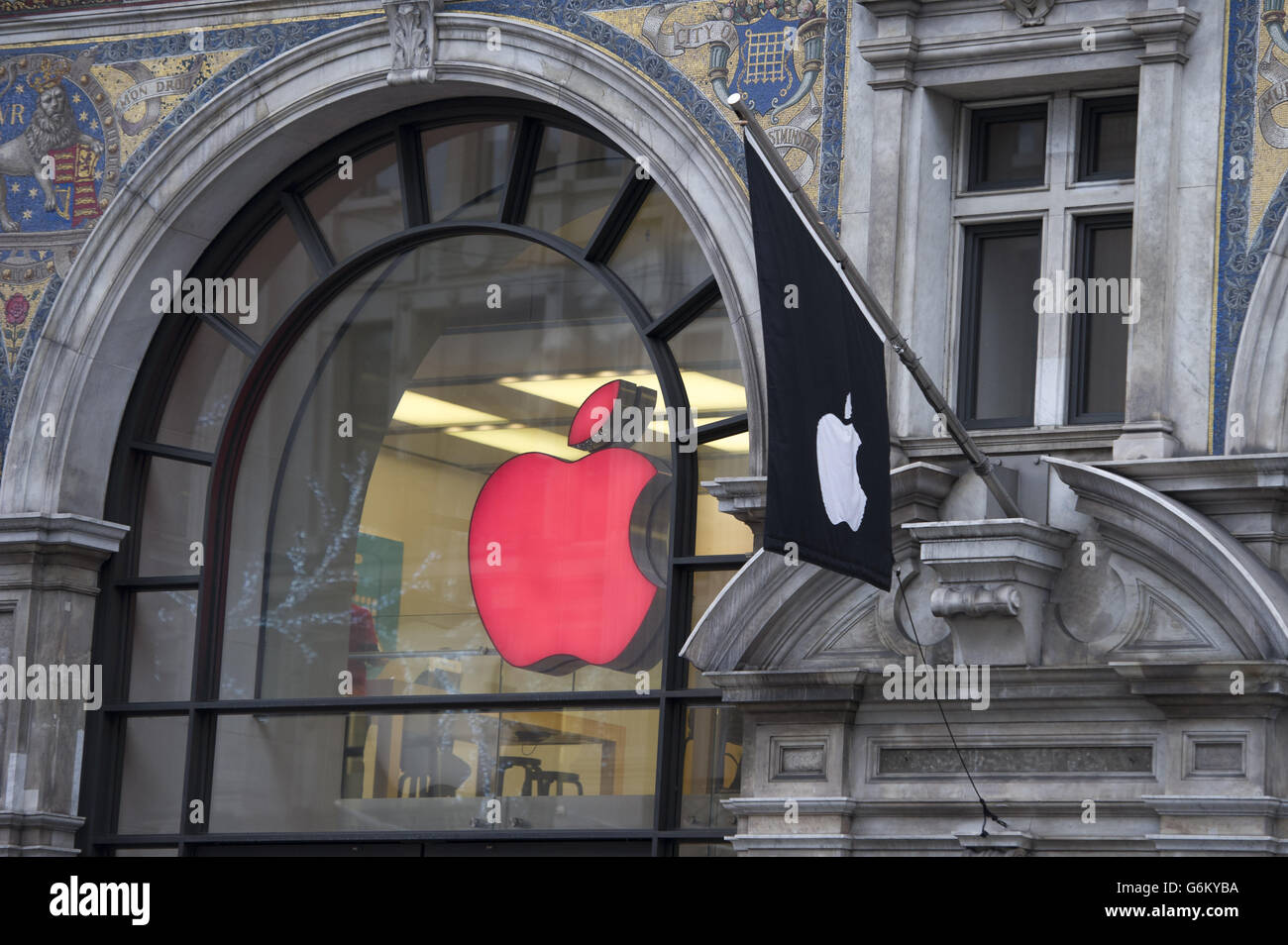 The logo on the Apple store in Regent Street, London, turned red for ...