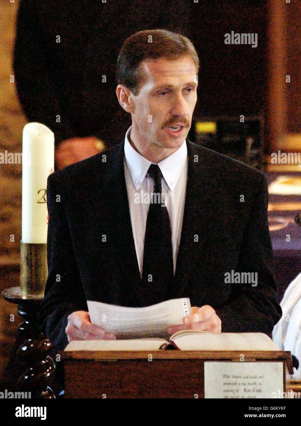 Luke Walmsley 's head teacher Gary Loveridge speaks at the funeral ...