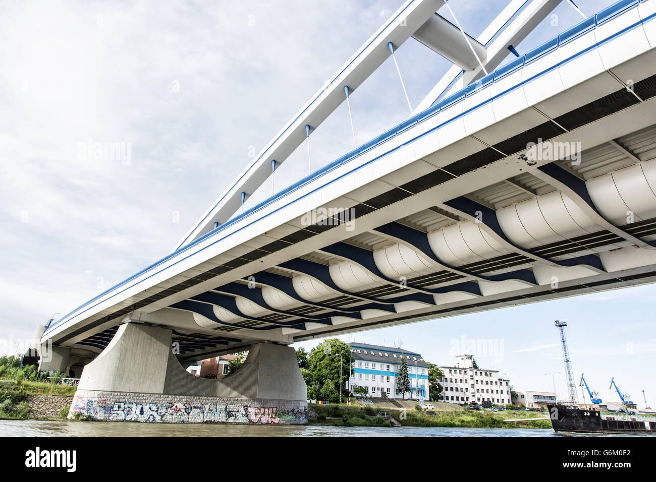 Modern Apollo bridge in Bratislava, Slovak republic. Architectural ...