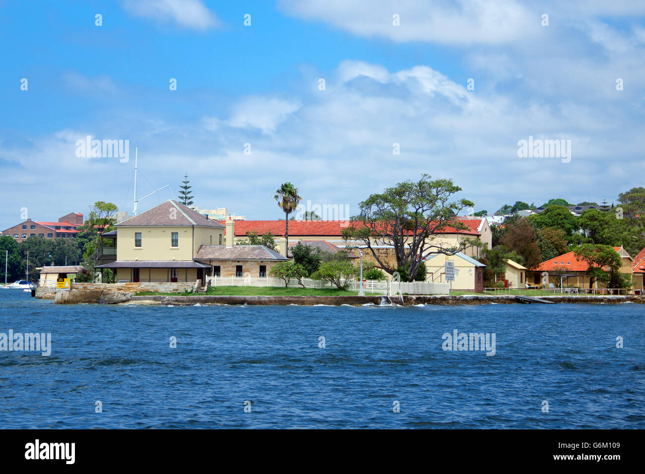 Old colonial buildings Spectacle Island Sydney Harbour NSW Australia ...