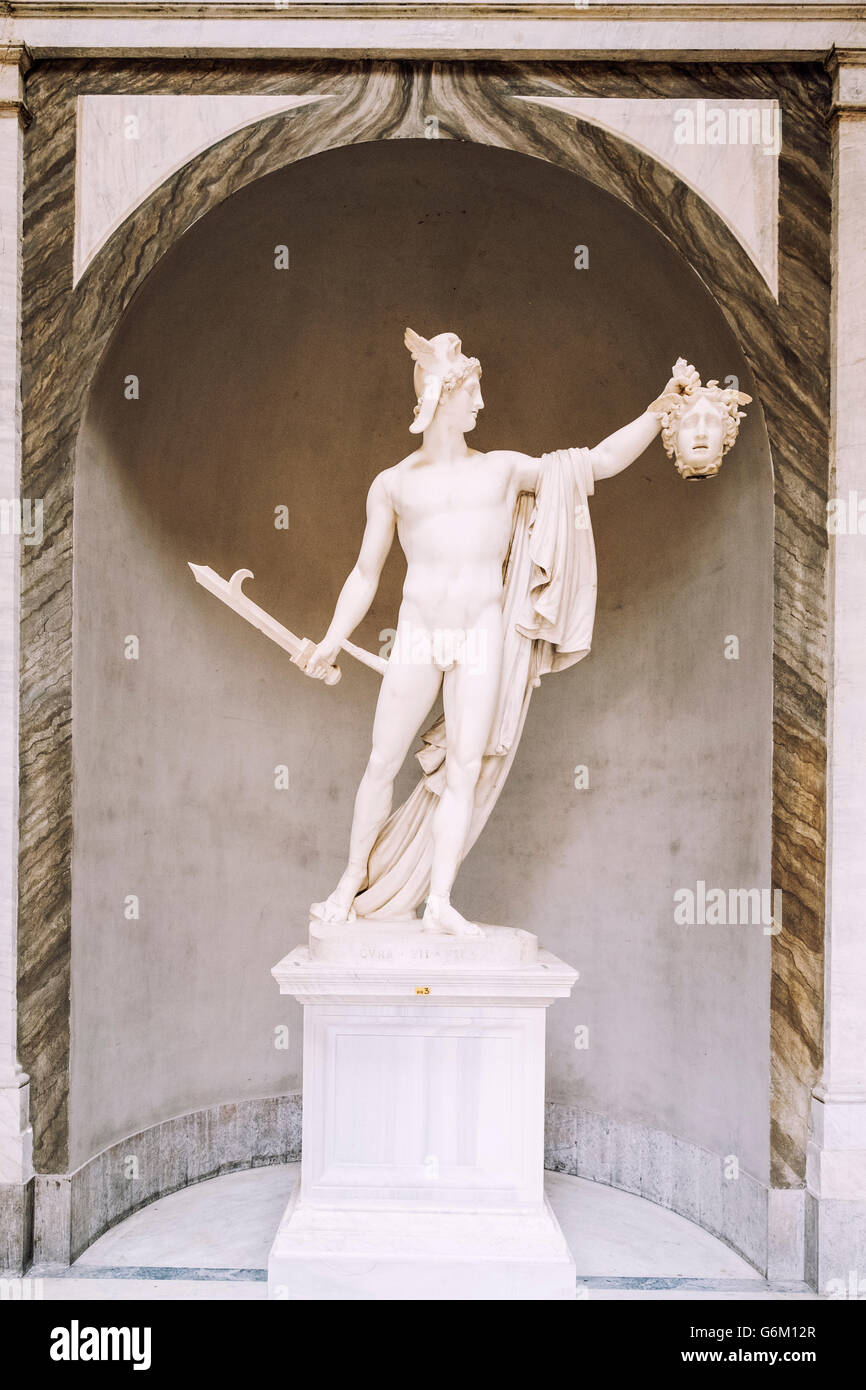 The Vatican Museum, Marble statue of Perseus holding severed head of ...