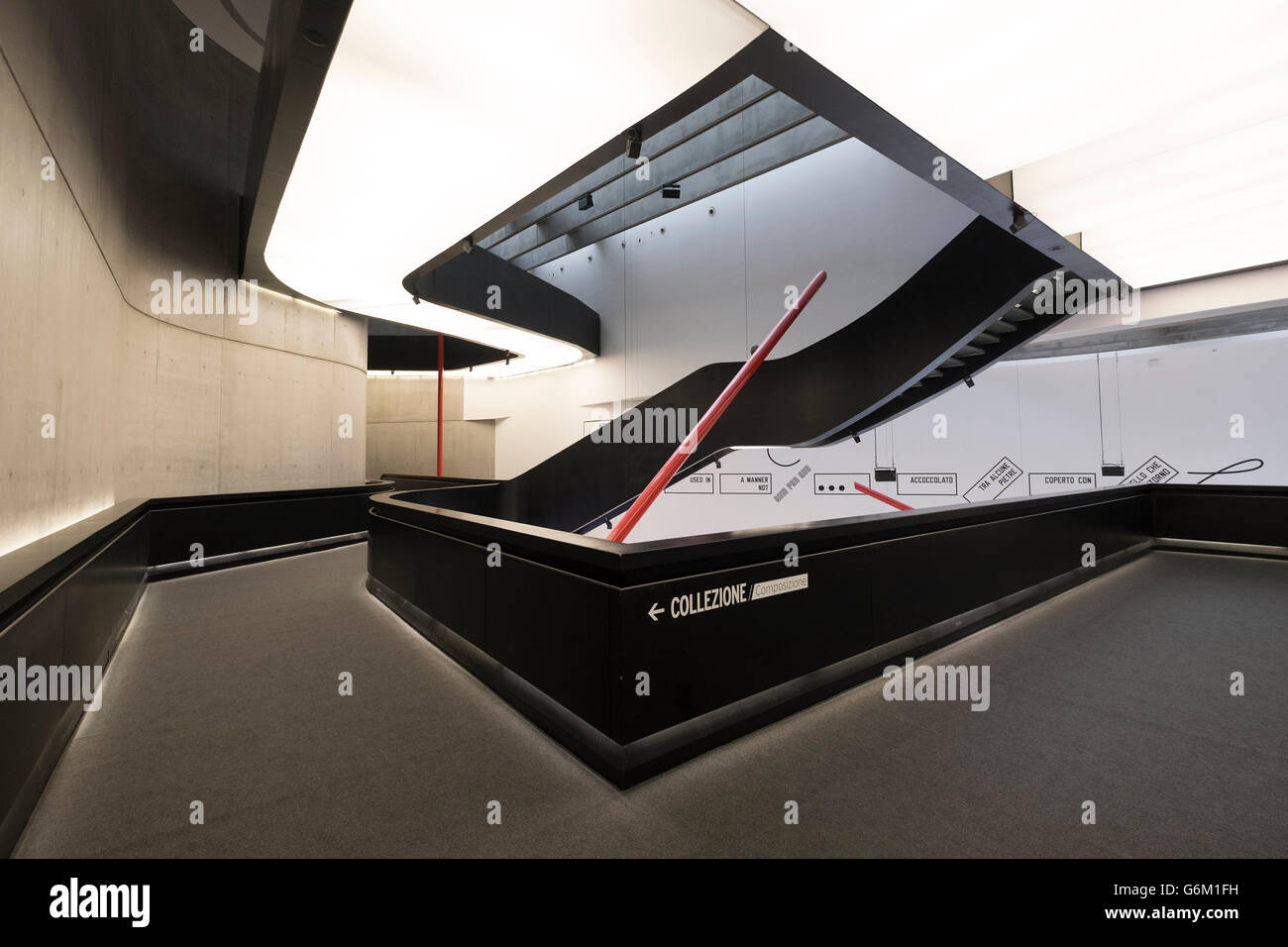 Interior of MAXXI National Centre of Contemporary Arts designed by Zaha Hadid in Rome, Italy ...