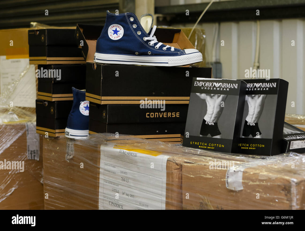 Fake designer imports seized Stock Photo - Alamy