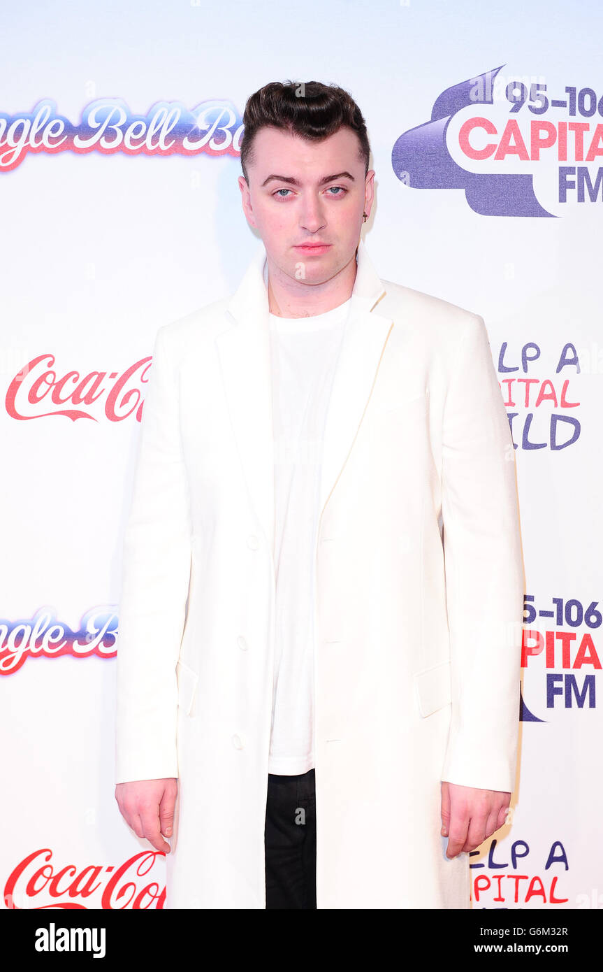 Sam smith attending capital radio jingle bell ball o2 hi-res stock ...