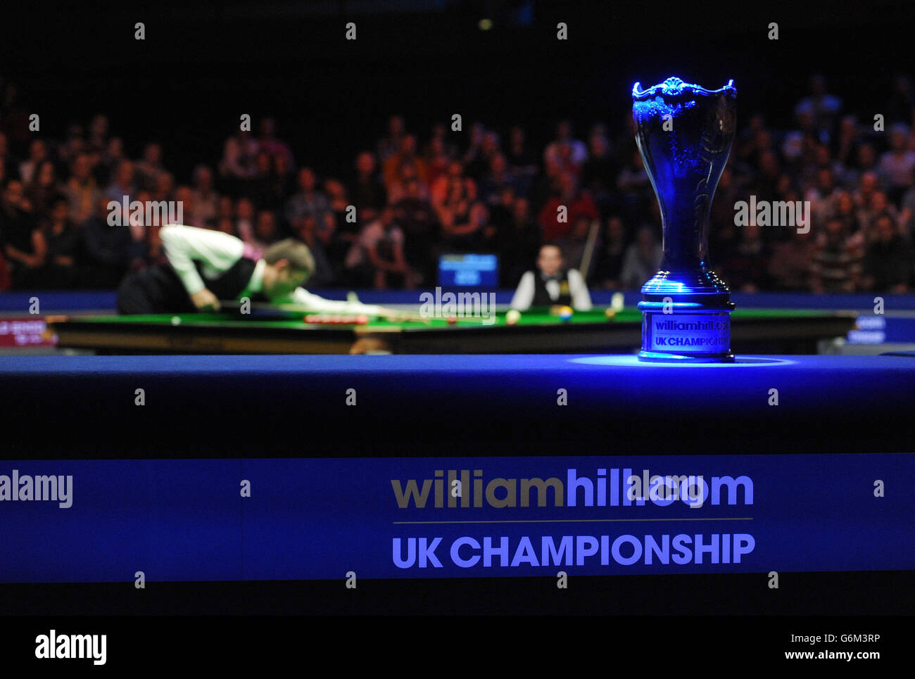 A general view of the trophy and match table during day twelve of the ...