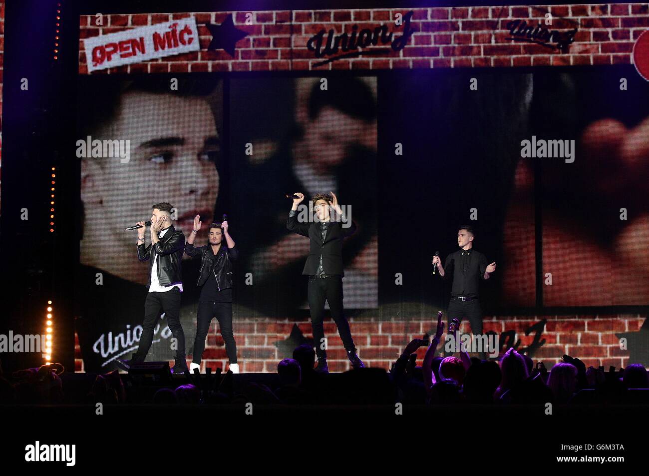 Union performing on stage capital fm jingle bell ball arena hi-res ...