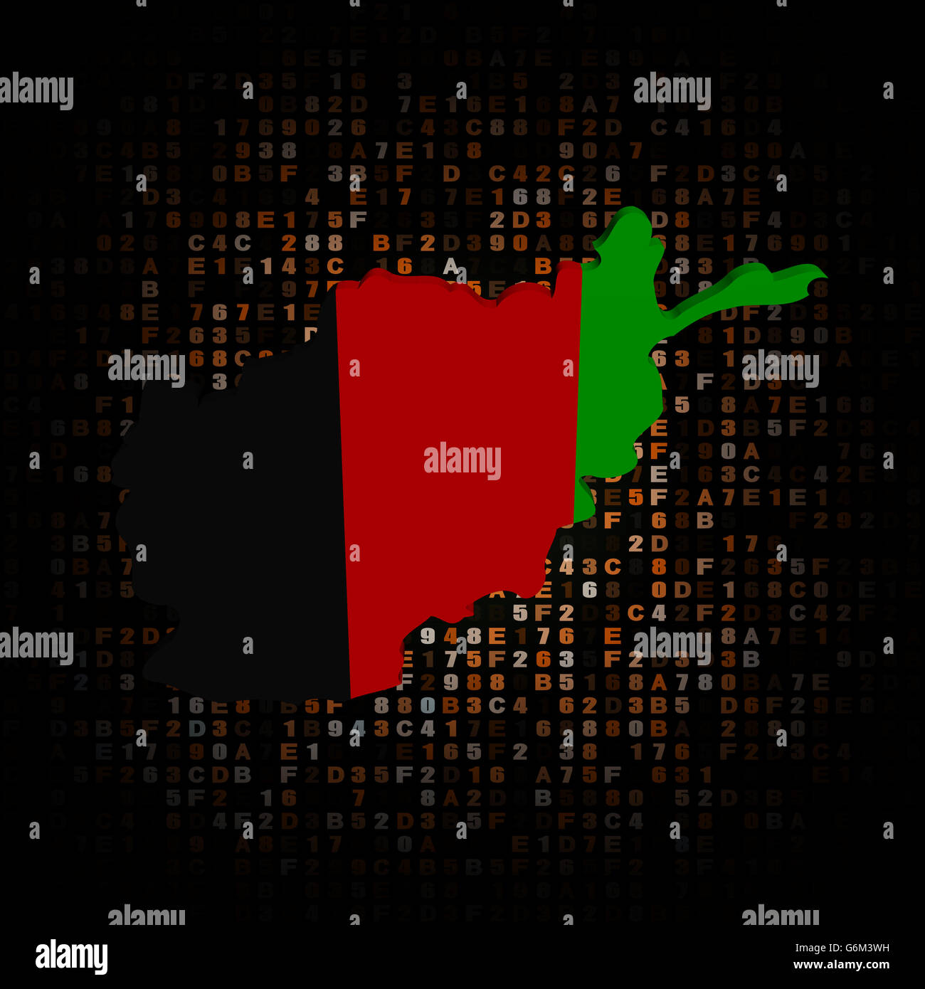 Afghan map flag on hex code illustration Stock Photo - Alamy