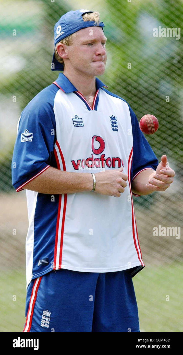 England spin bowler Gareth Batty relaxing during a morning training ...