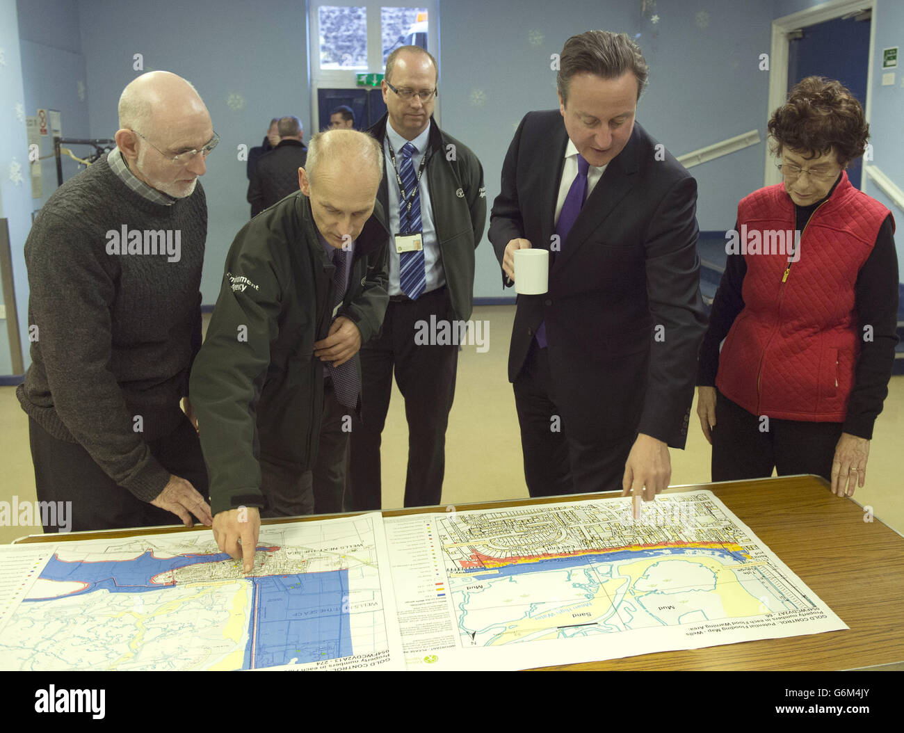 Prime Minister David Cameron during a visit to see flood damage caused ...