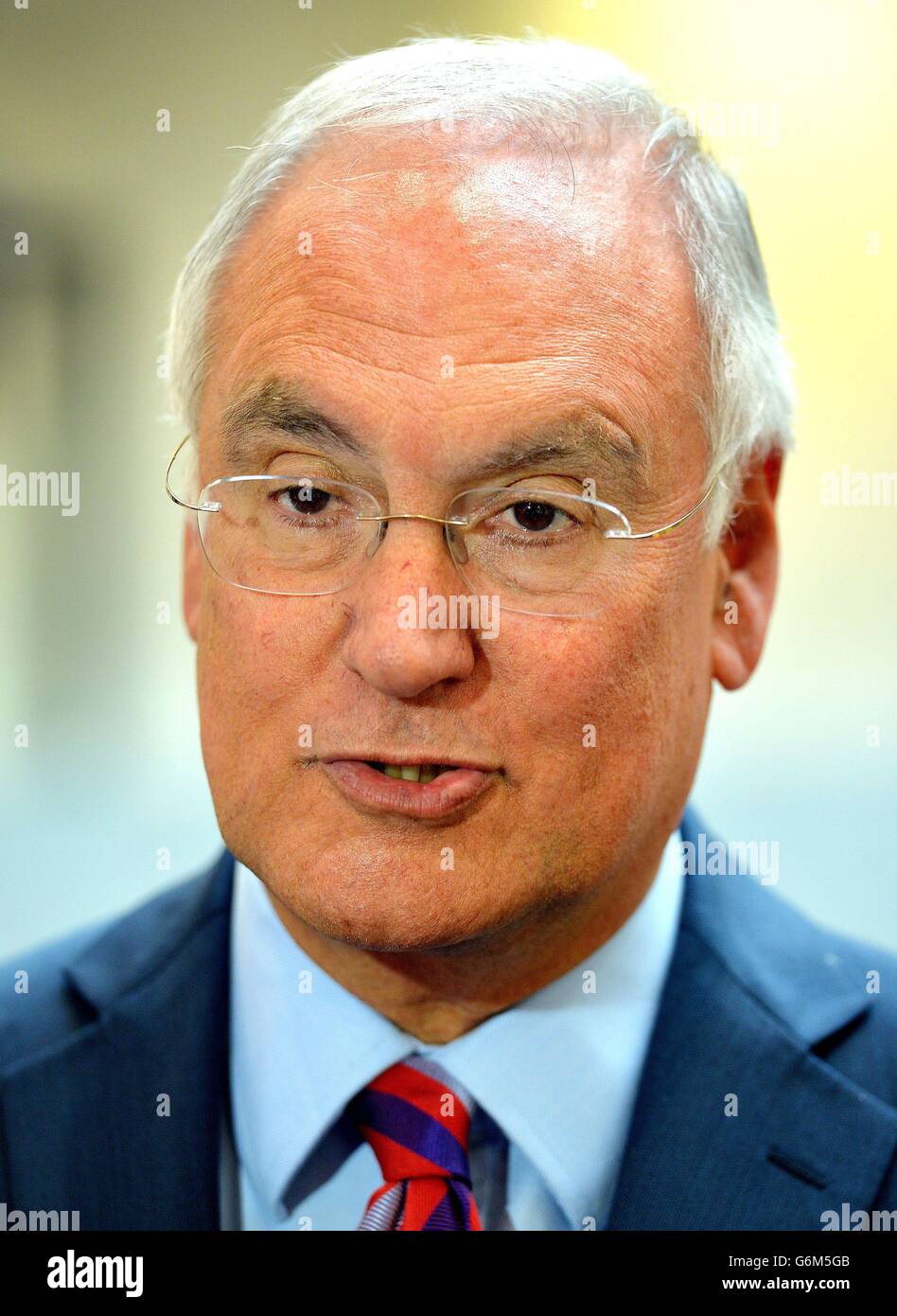 Sir Michael Wilshaw, the Head of OFSTED, talks to TV cameras during a ...
