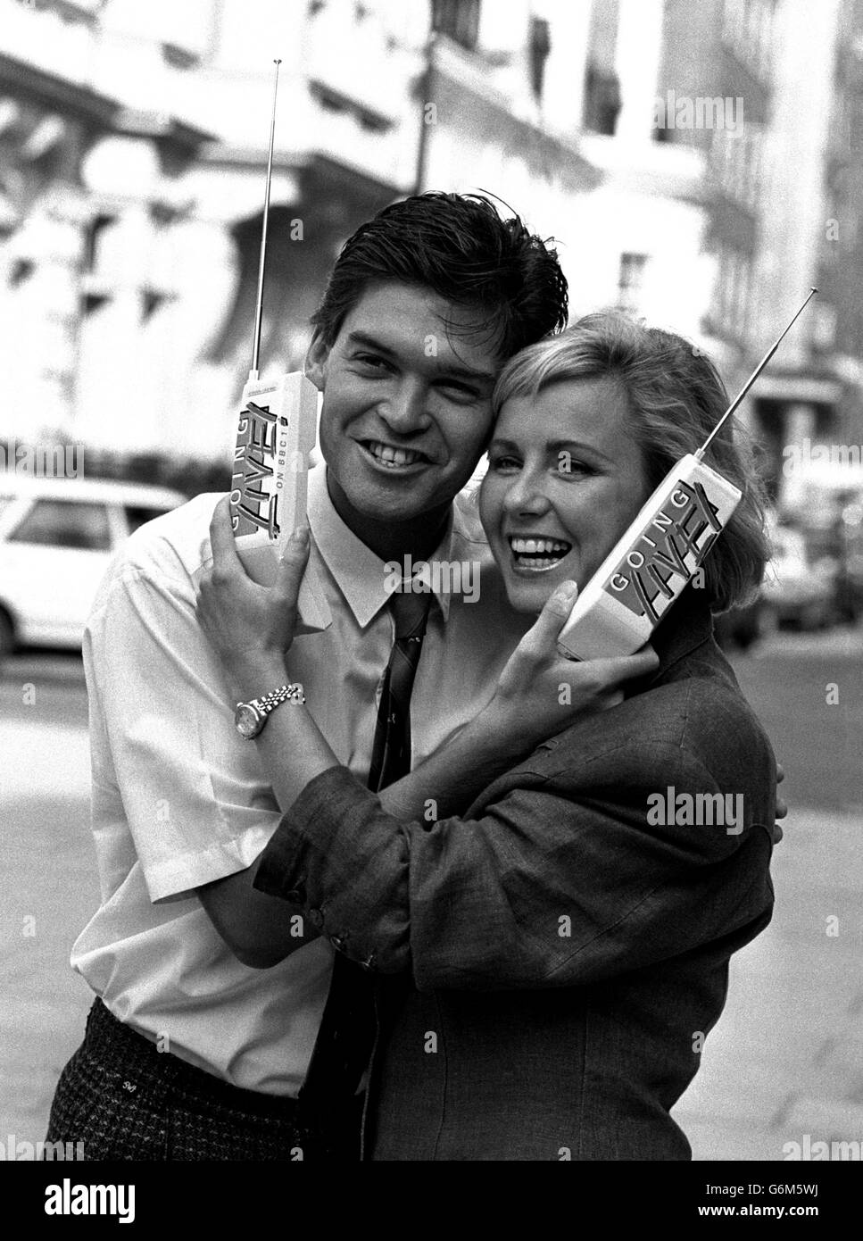 Phillip schofield and sarah greene Black and White Stock Photos ...