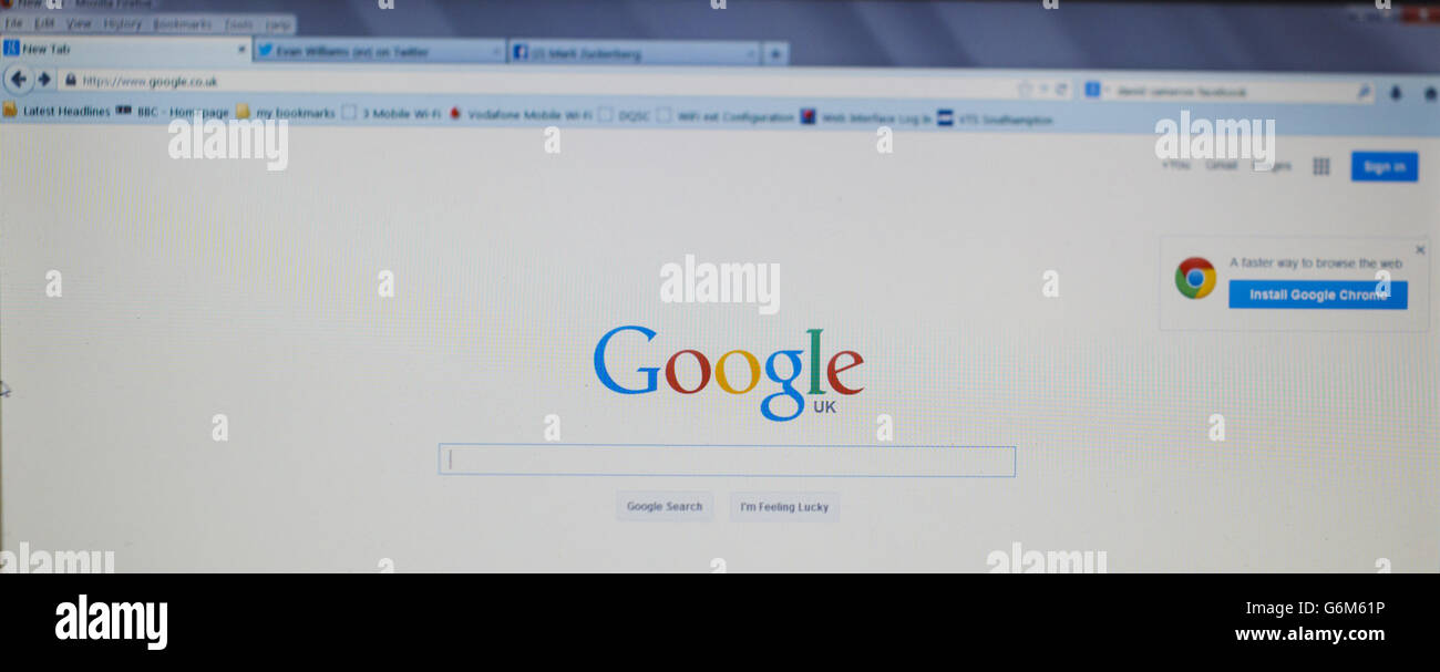 The Google logo as seen by millions of users worldwide on a laptop ...