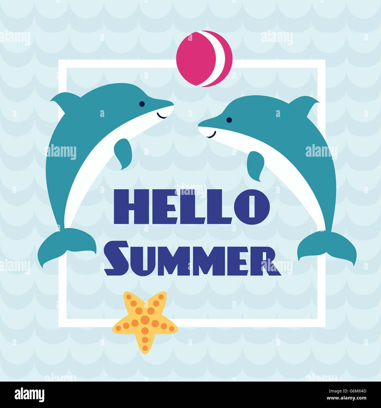Hello Summer card with playing dolphins Stock Vector Image & Art - Alamy