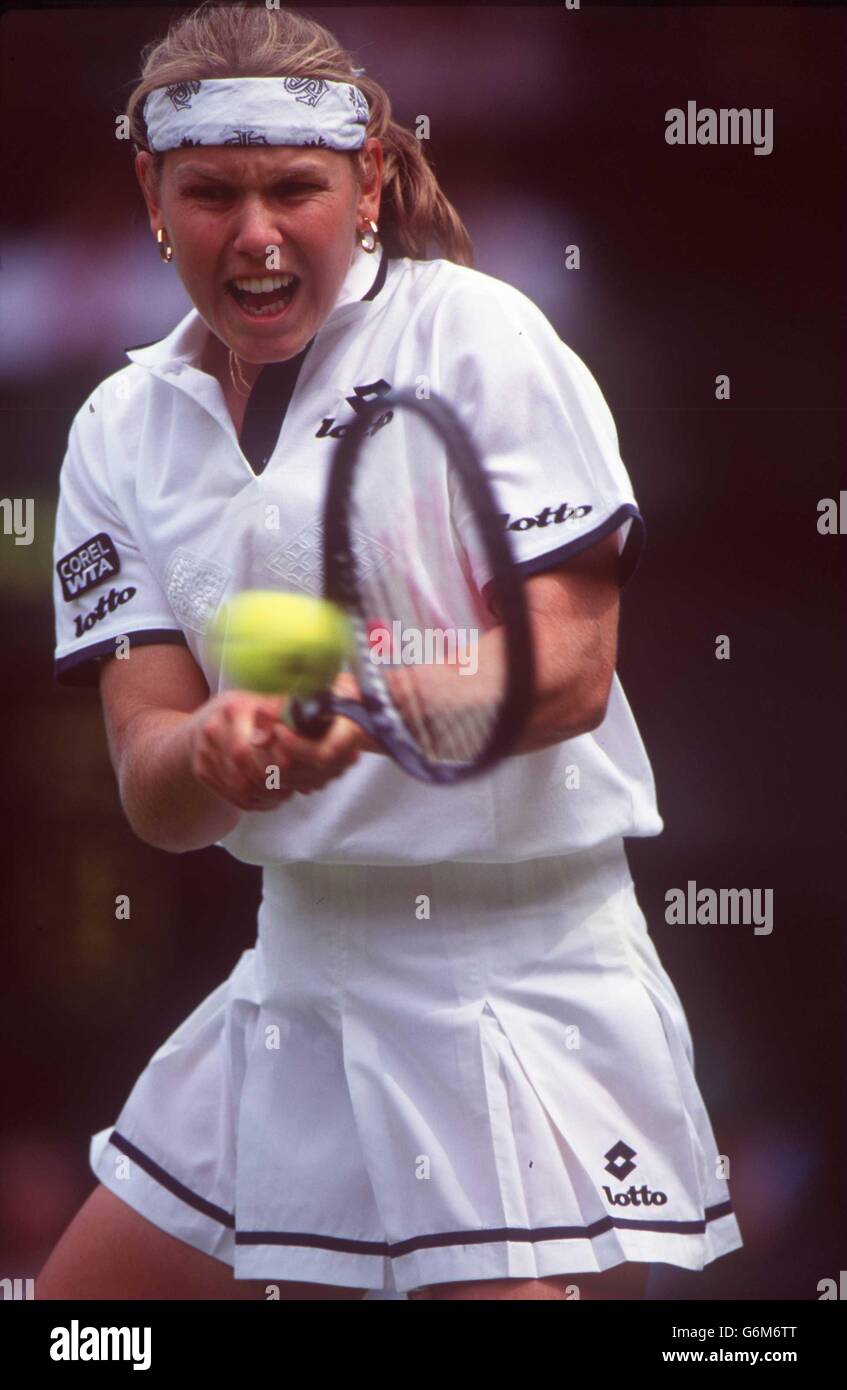 Tennis, Wimbledon 1996. Anke Huber, Germany Stock Photo - Alamy