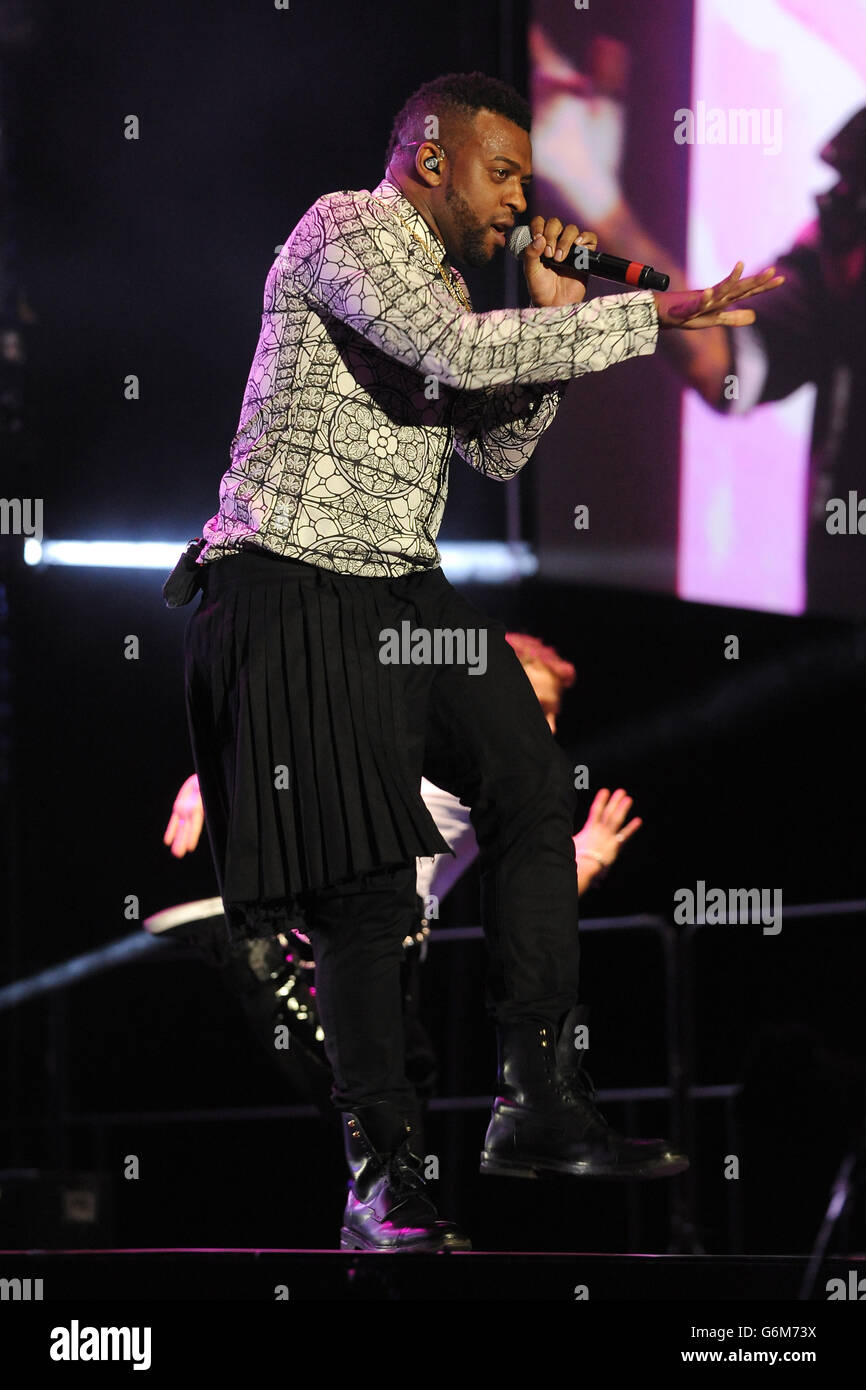 Oritse Williams of JLS performs on stage during their Goodbye Tour at ...