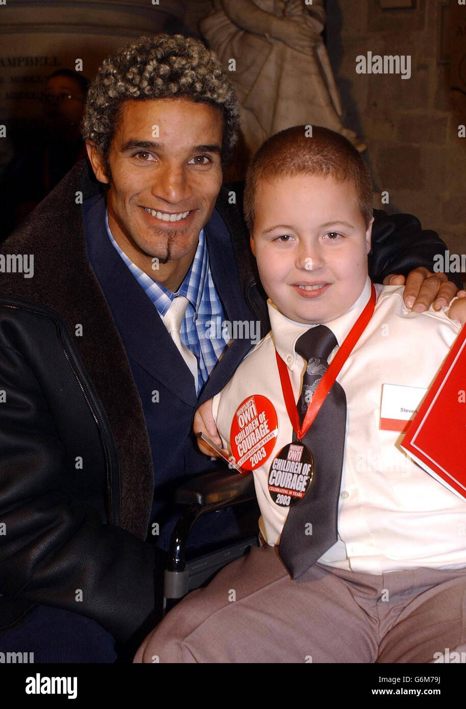 England and West Ham goalkeeper, David James, with Steven O'Shea from ...