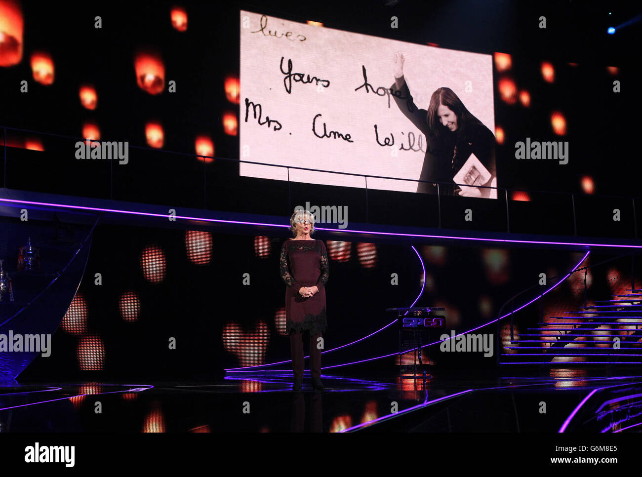 Susan Johnston reads a tribute to Anne Williams during the 2013 BBC ...