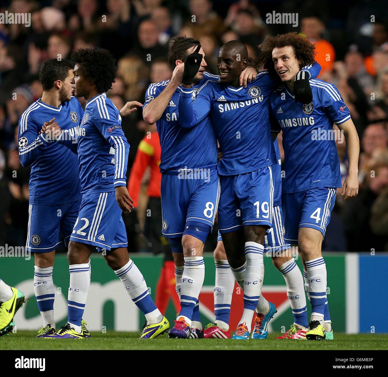 Chelsea's Demba Ba (centre right) celebrates with teammates as their ...