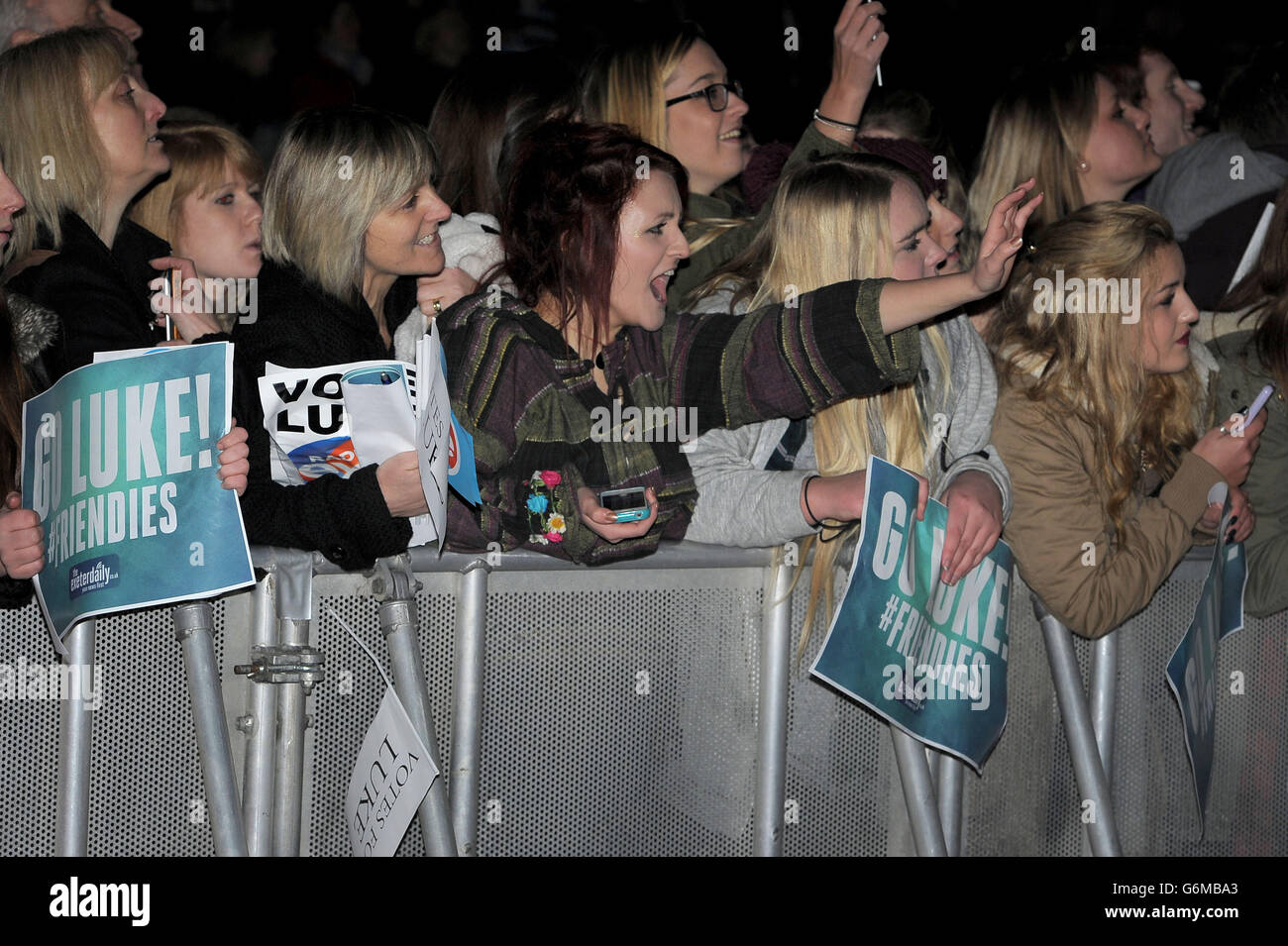Fans wait for X Factor finalist Luke Friend to arrive at The Great Hall ...